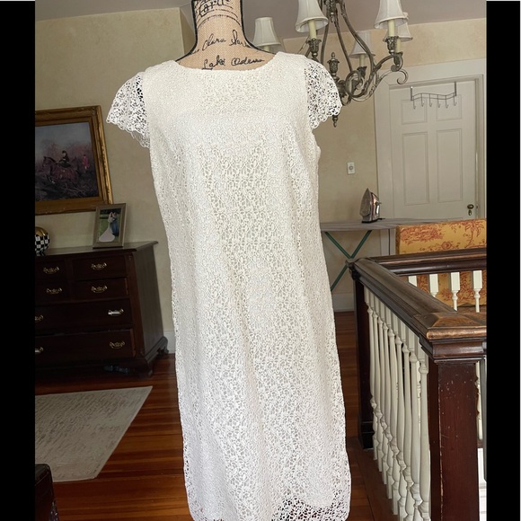Talbots | Dresses | Off White Talbots Dress Lacy | Poshmark